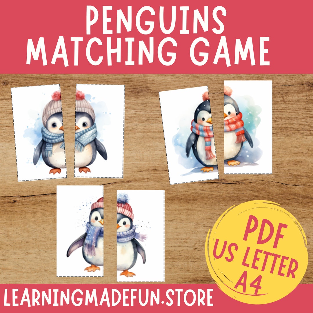Penguin Matching Halves Game: Toddler Learning Activity (PDF) - Etsy