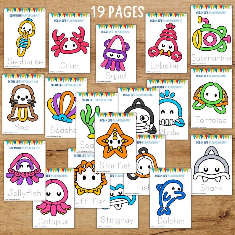 Ocean Life Play Dough Mats: Fine Motor Skills Activity (digital ...