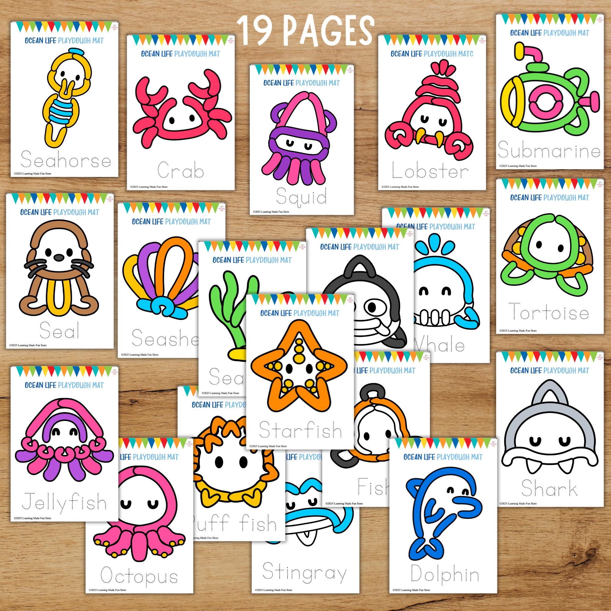 Ocean Life Play Dough Mats: Fine Motor Skills Activity (digital ...