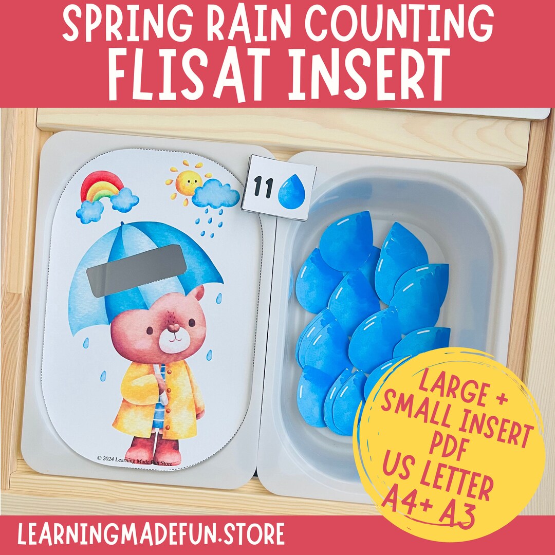 Spring Rain Counting, Printable Flisat Insert, Trofast Insert ...