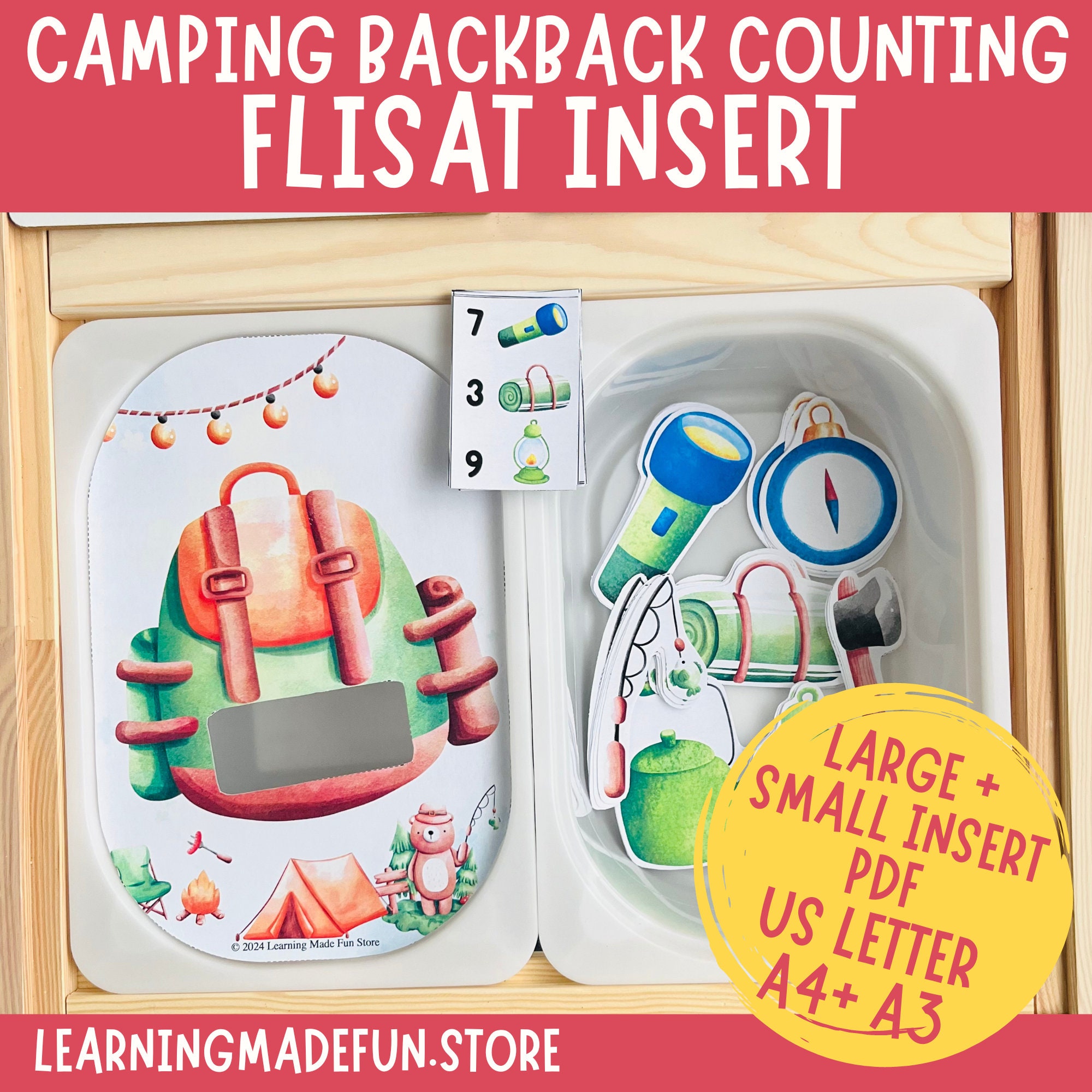 Camping Backpack Counting Flisat Insert, Preschool Pretend Play ...