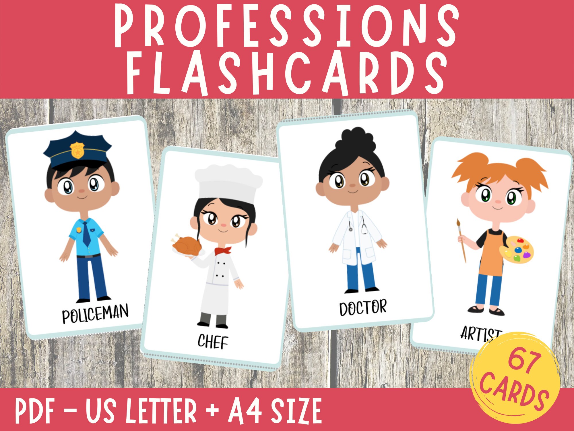 Professions Flash Cards Community Workers Cards Preschool Etsy