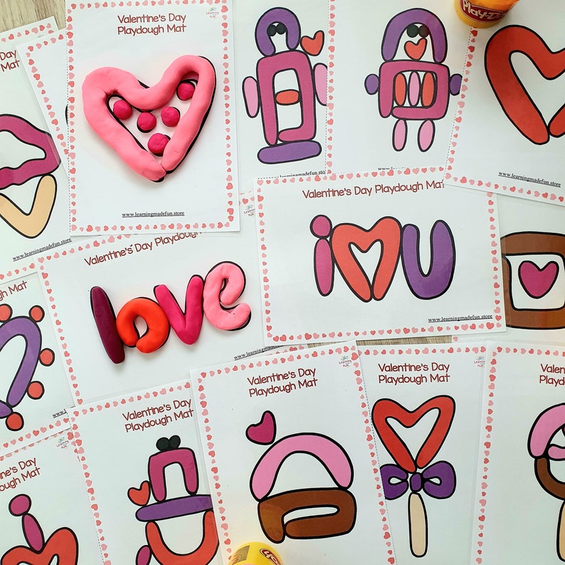 Valentine's Day Play Dough Mats: Fine Motor Skills Activity (PDF) - Etsy