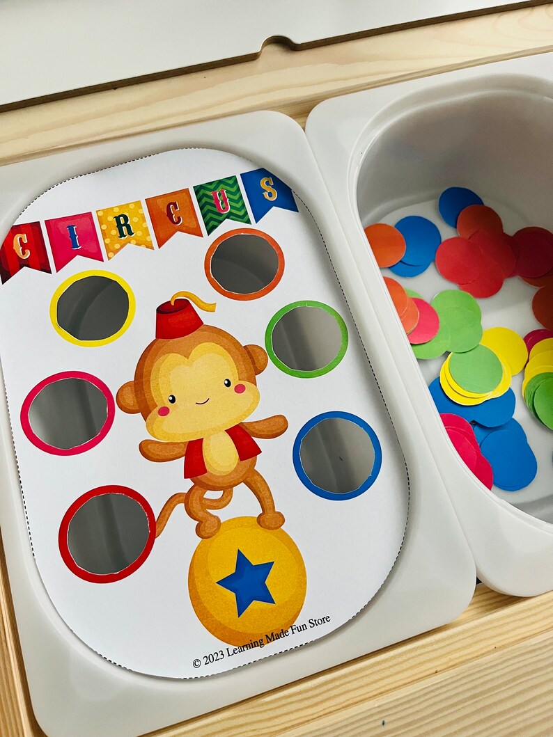 Circus Monkey Color Sorting Flisat Insert (printable) - Etsy