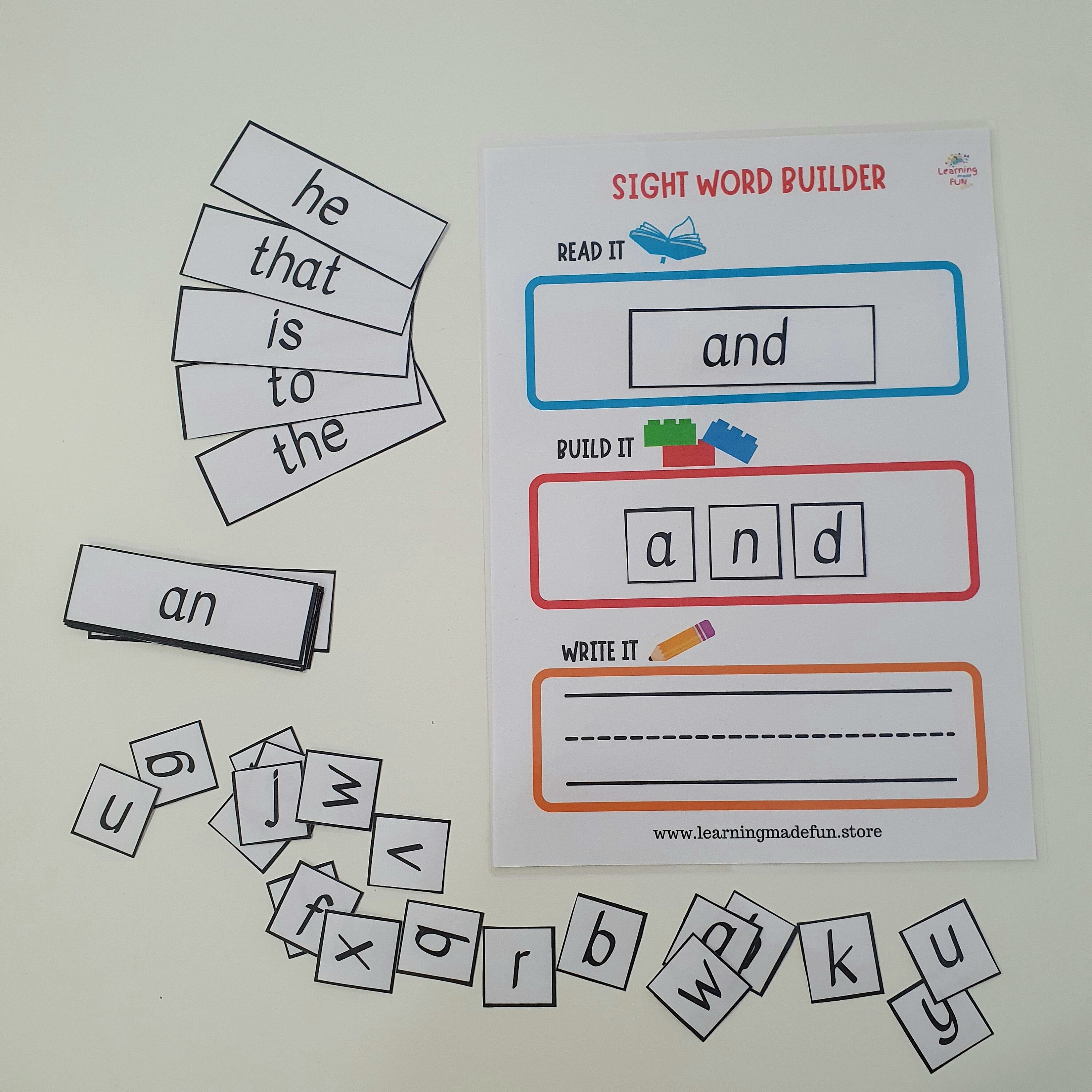Sight Word Practice Printable Spelling Game Kindergarten - Etsy