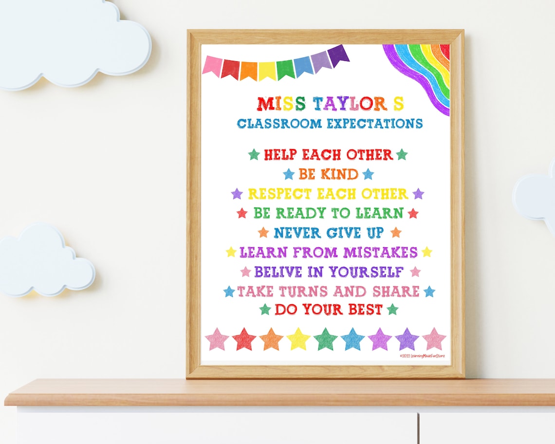 Classroom Rules Poster Class Expectations Bulletin Board - Etsy