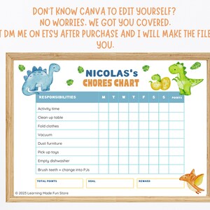 EDITABLE Dinosaurs Reward Chart, Boy Behavior Chart, Responsibilities ...