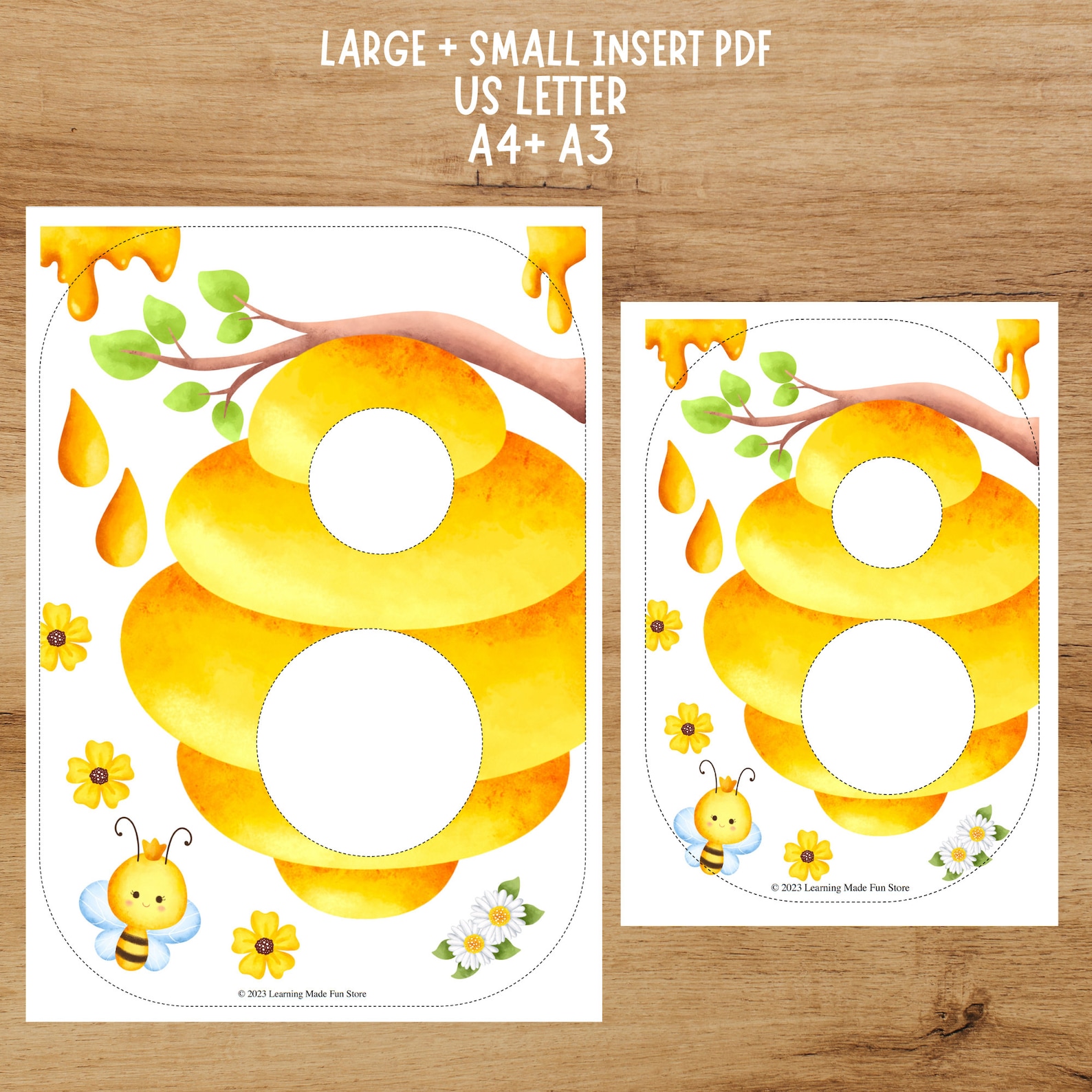 Bees Sort by Size, Printable Flisat Insert, Trofast Insert, Preschool ...