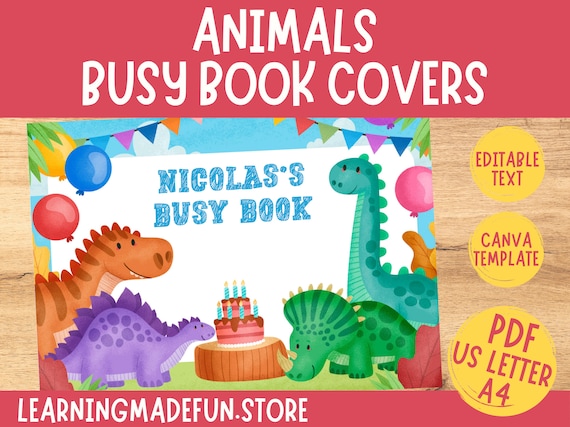 EDITABLE Busy Book Cover Custom Name Busy Book Busy Book - Etsy