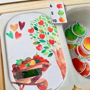 Apples Counting, Printable Flisat Insert, Trofast Insert, Preschool ...