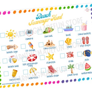 Beach Scavenger Hunt for Kids, Summer Vacation Scavenger Hunt Beach ...