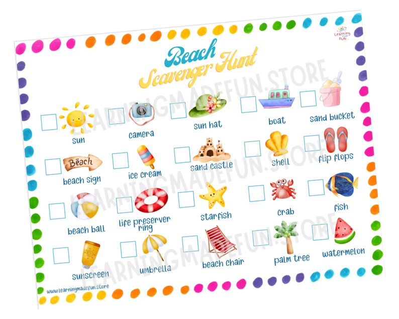 Beach Scavenger Hunt for Kids Summer Vacation Scavenger Hunt - Etsy
