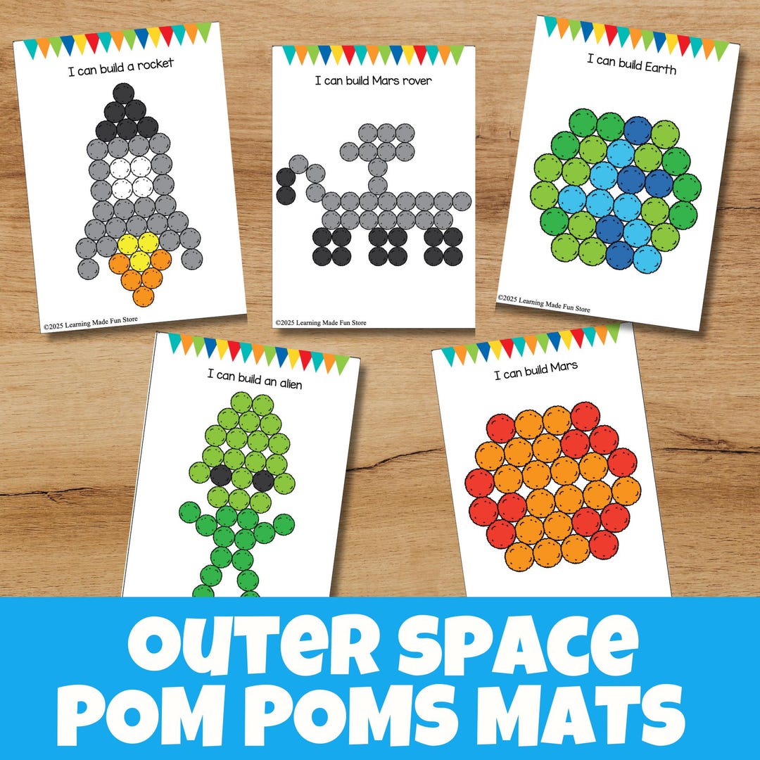 Outer Space Pom Pom Task Cards | Fine Motor STEM Activity (PDF) - Etsy