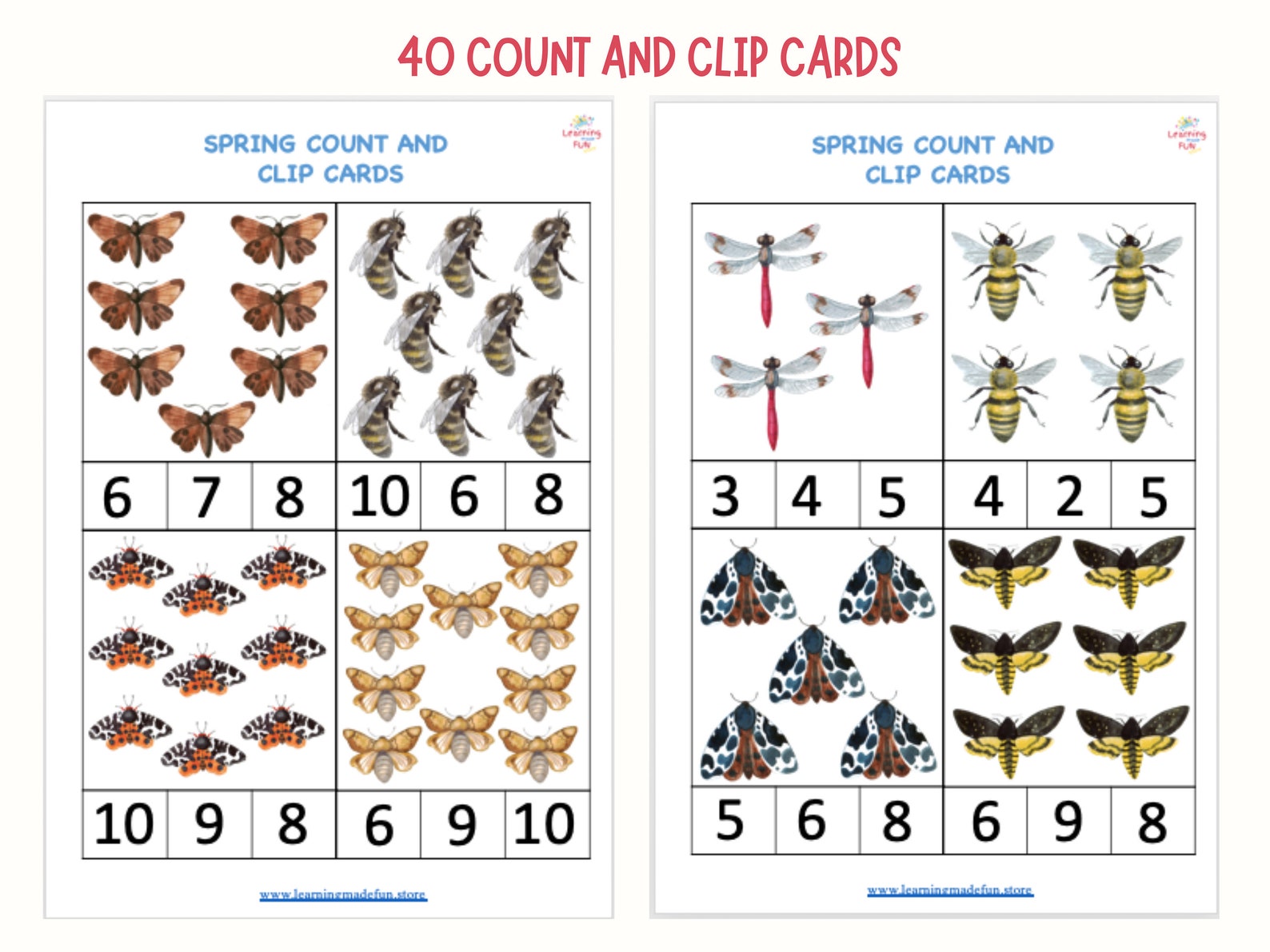 Montessori Spring Count Clip Cards Numbers 1-10 Count and | Etsy