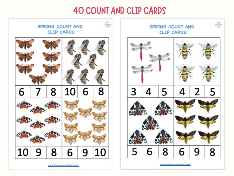 Montessori Spring Count Clip Cards Numbers 1-10 Count and | Etsy