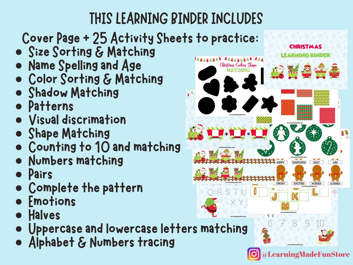 Christmas Busy Book Learning Binder Preschool Learning | Etsy