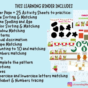 Christmas Busy Book, Learning Binder, Preschool Learning Activities ...