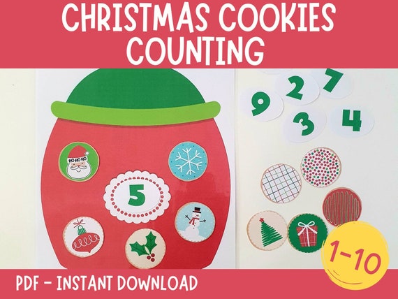 Christmas Cookie Jar Counting Activity Numbers 1-10 Count - Etsy