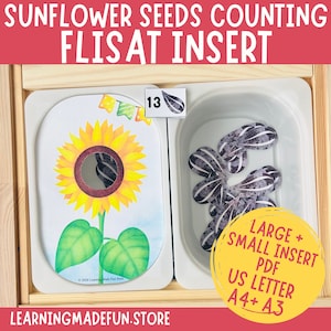 Sunflower Seeds Counting Flisat Insert, Preschool Printable (digital ...