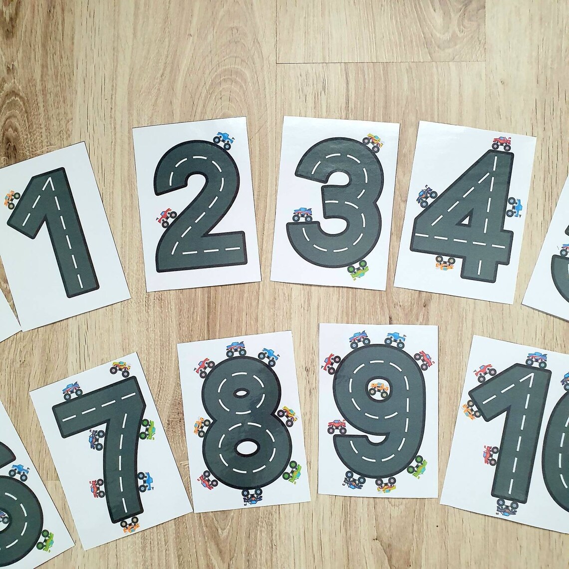 Numbers Tracing Flashcards Race Track Number Flashcards - Etsy