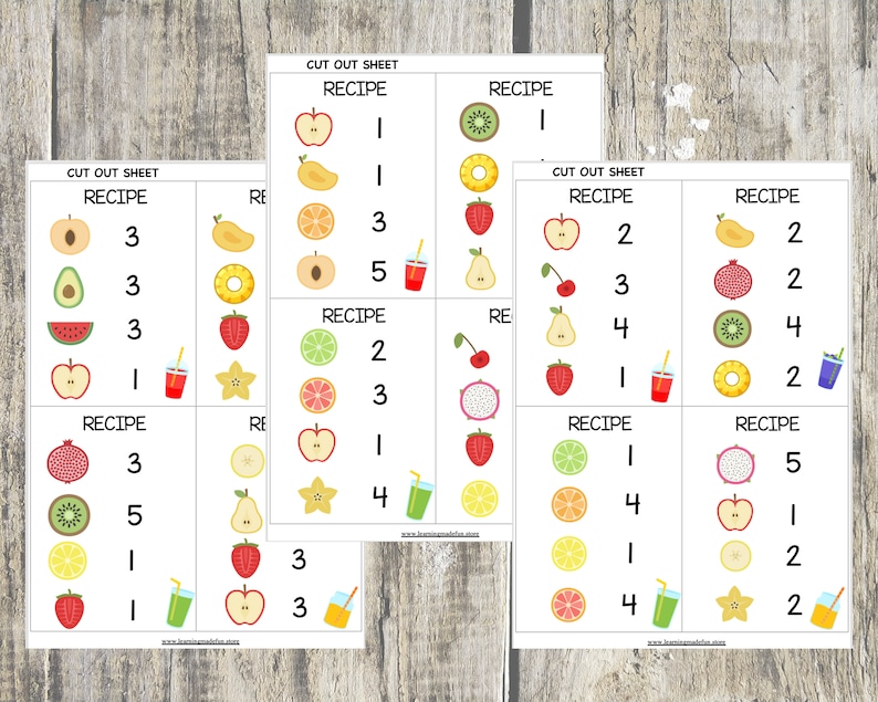 Smoothie Counting Game: Preschool Math Pretend Play (PDF) - Etsy