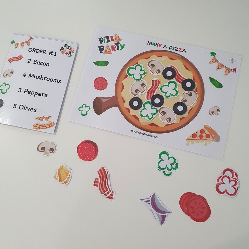 Pizza Counting Preschool Worksheets Printable Pretend | Etsy