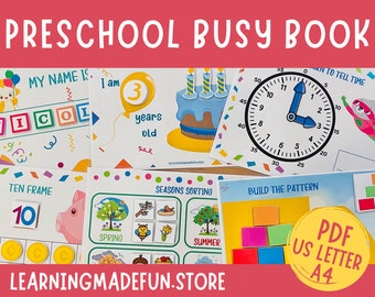 Maths Busy Book Printable Toddler Activities Preschool Curriculum ...
