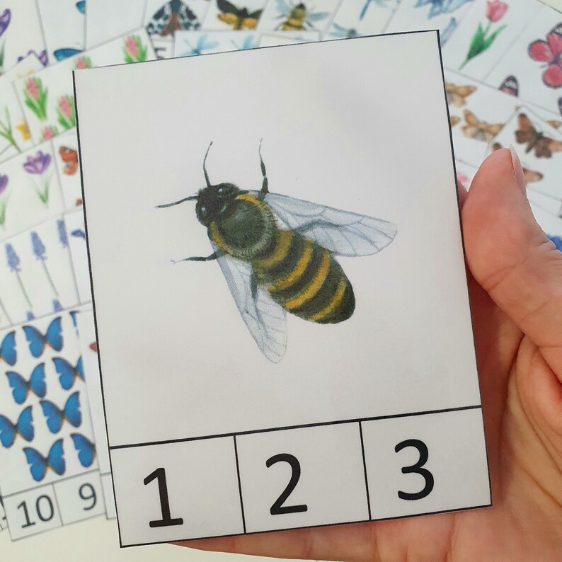 Montessori Spring Count Clip Cards Numbers 1-10 Count and | Etsy