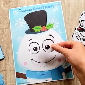 Snowman Emotions and Feelings, Winter Printable Activity for Toddler ...