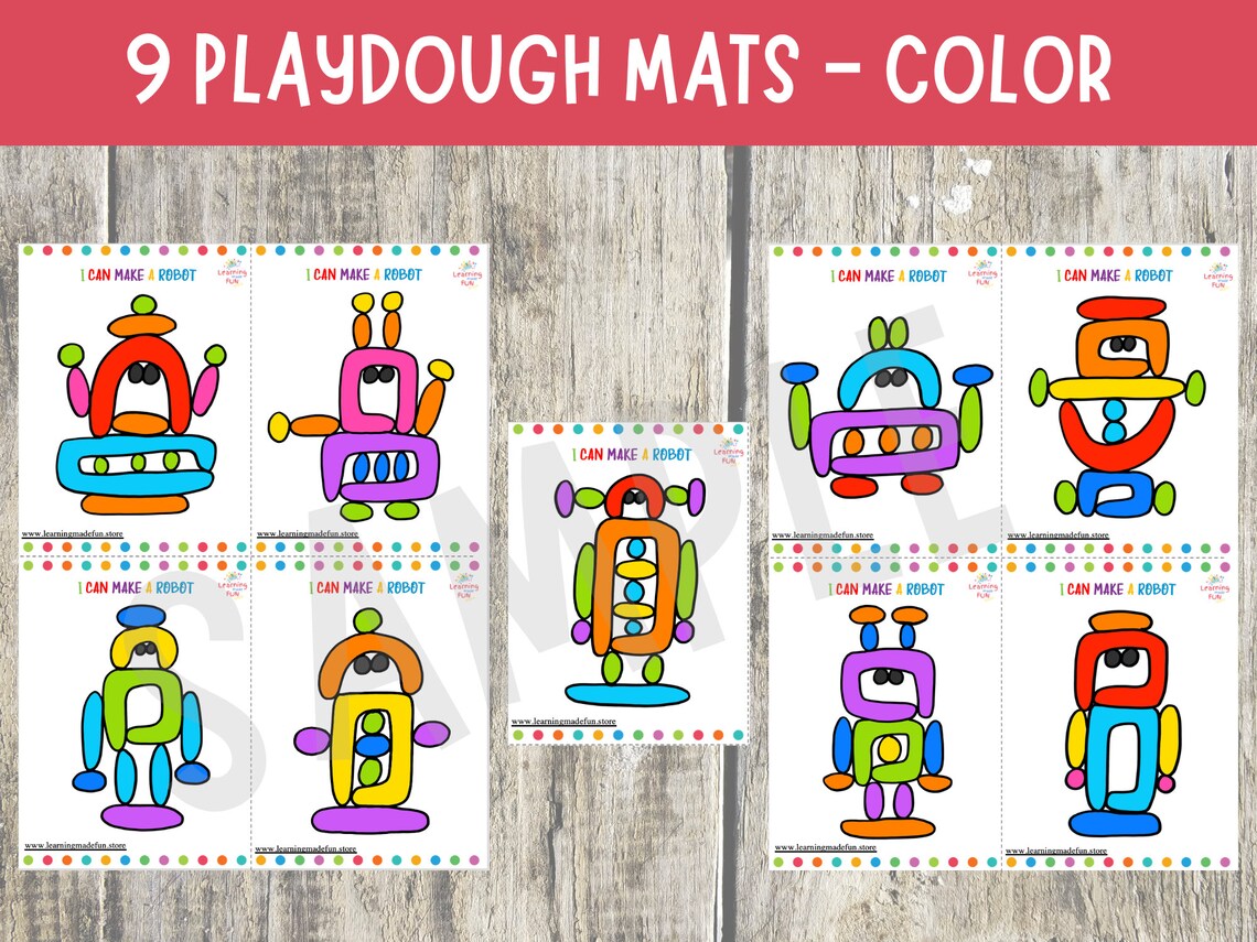 Robots Play Dough Mats Fine Motor Skills Visual Cards Play Doh - Etsy