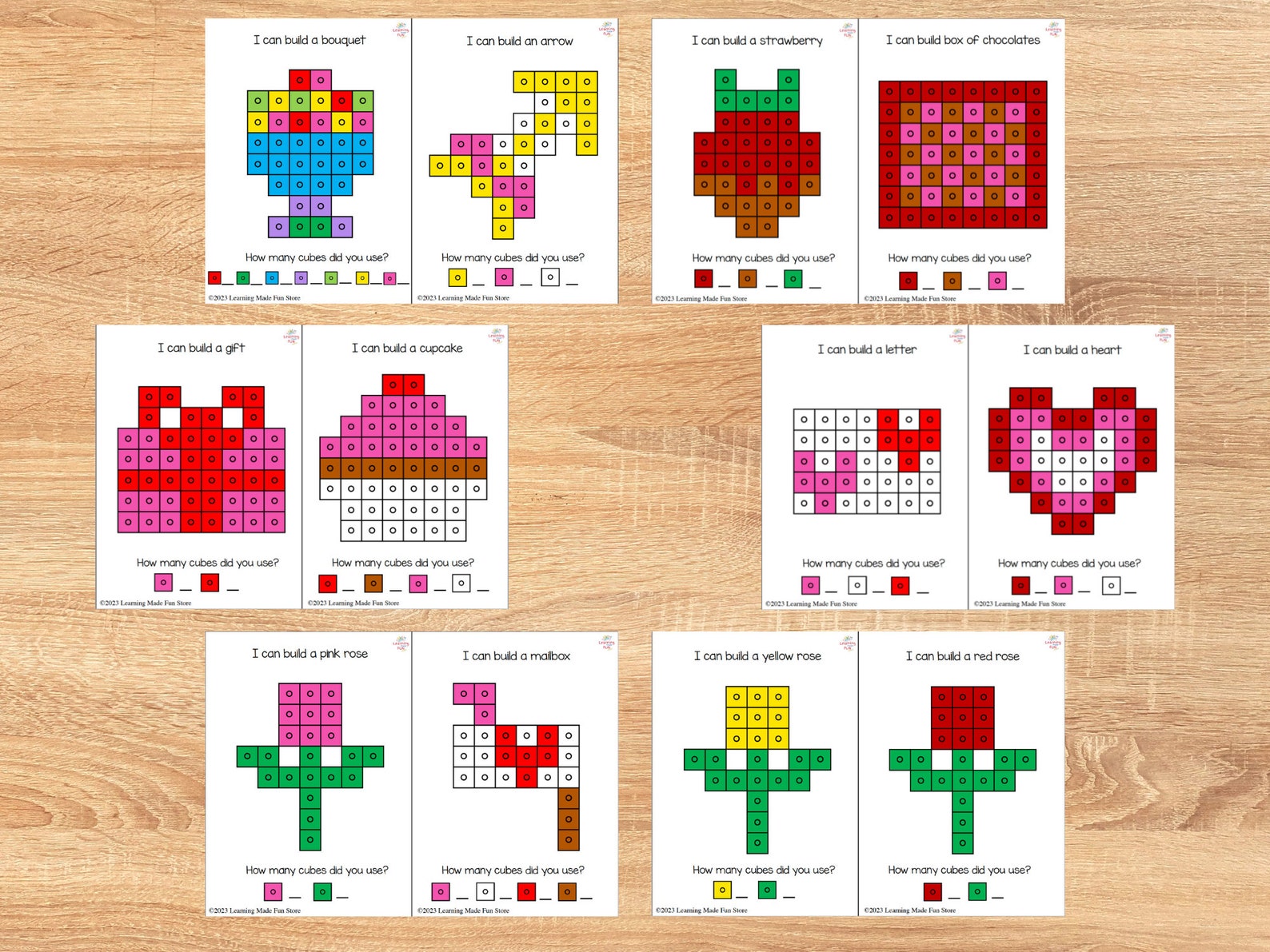 Valentine's Day Snap Cubes: Preschool Math Task Cards (digital Download ...