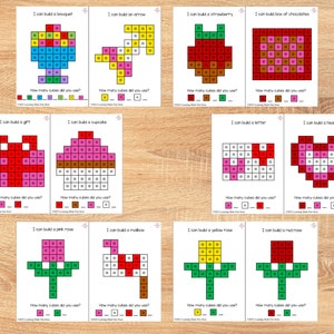 Valentine's Day Snap Cubes: Preschool Math Task Cards (digital Download ...