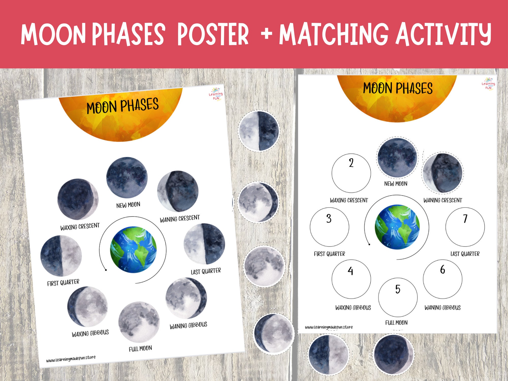 Moon Phases Unit Study: Montessori Learning Activity (digital Download ...