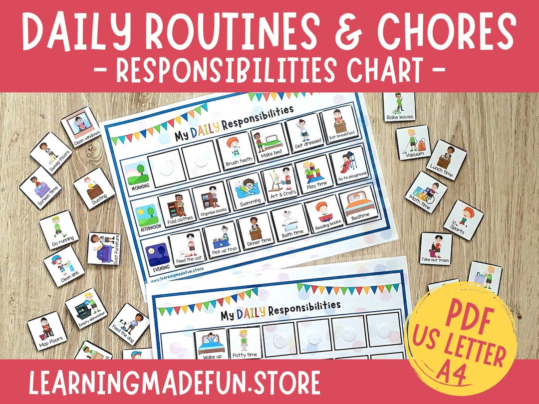 Chore Chart Kids, Daily Routine, Printable Rhythm Chart, Daily ...