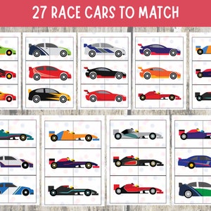 Race Car Matching Game: Toddler Learning Activity (PDF) - Etsy