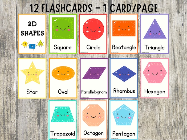 EDITABLE Shapes Flashcards Shapes for Preschool 2D Shapes - Etsy Australia