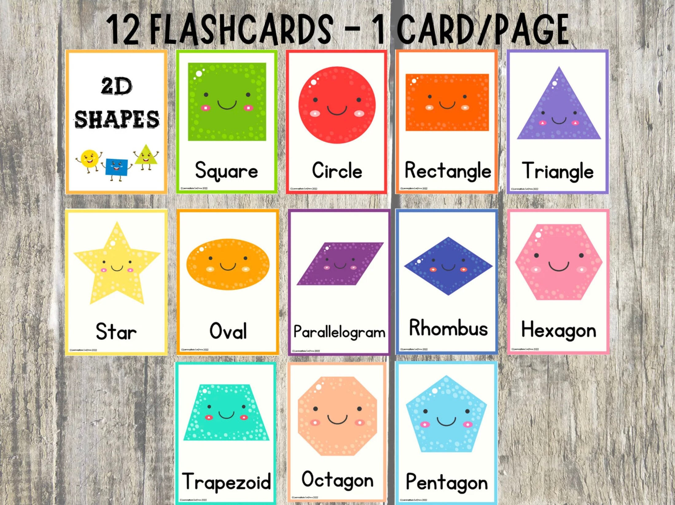 EDITABLE Shapes Flashcards Shapes for Preschool 2D Shapes - Etsy Australia