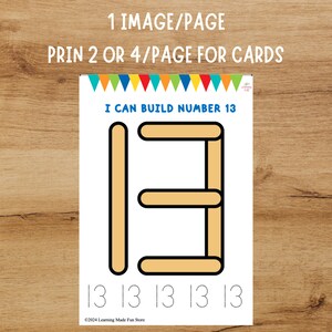 Popsicle Stick Number Formation Flashcards: Math Learning (PDF) - Etsy