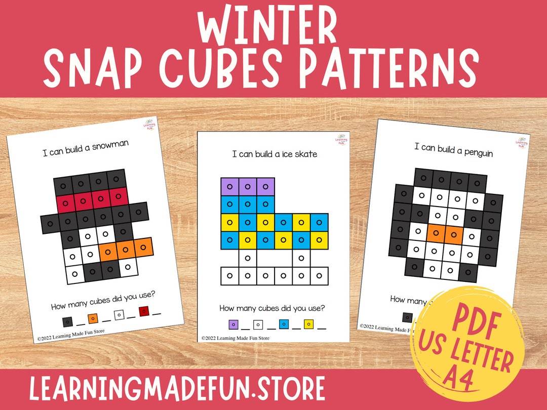 Winter Snap Cubes Mats, Connecting Cubes Task Cards, Preschool ...