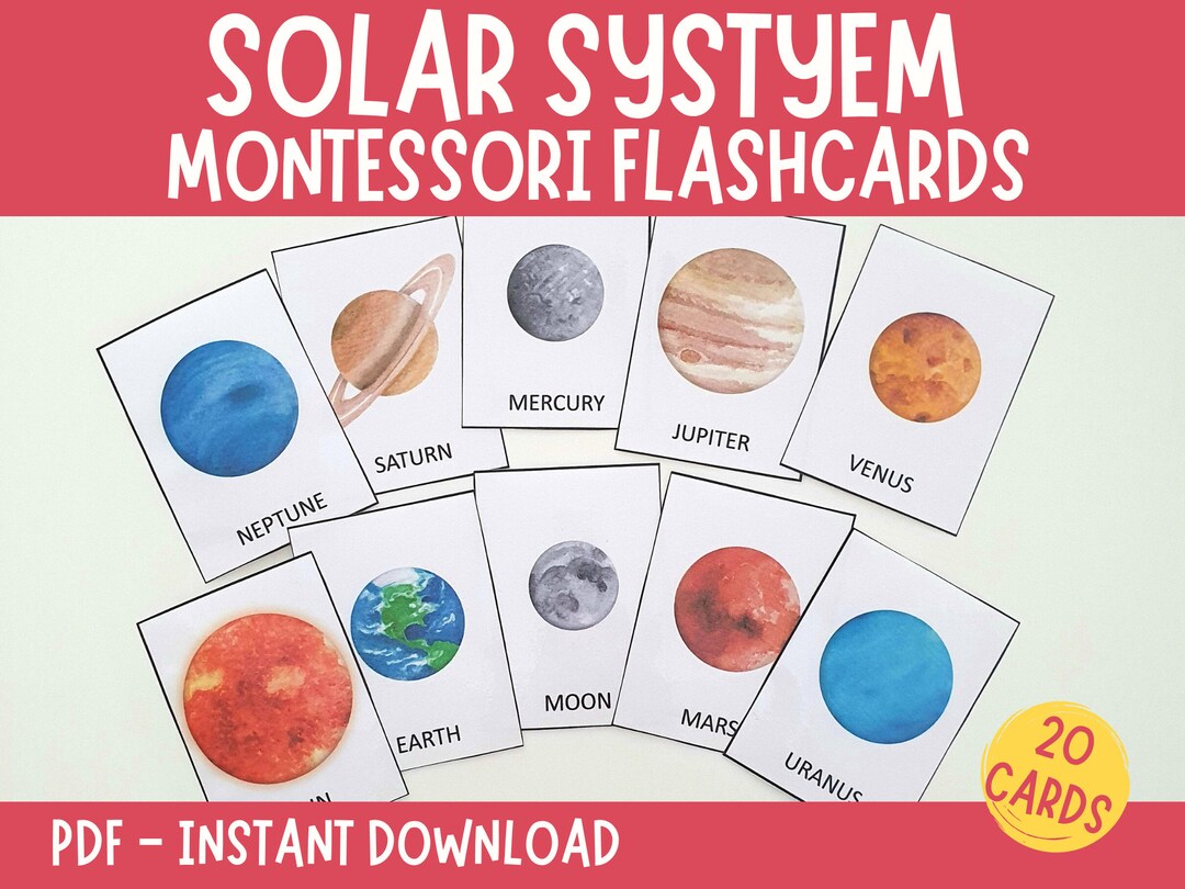 Solar System Montessori Cards, Space Flash Cards, Three Part Cards ...