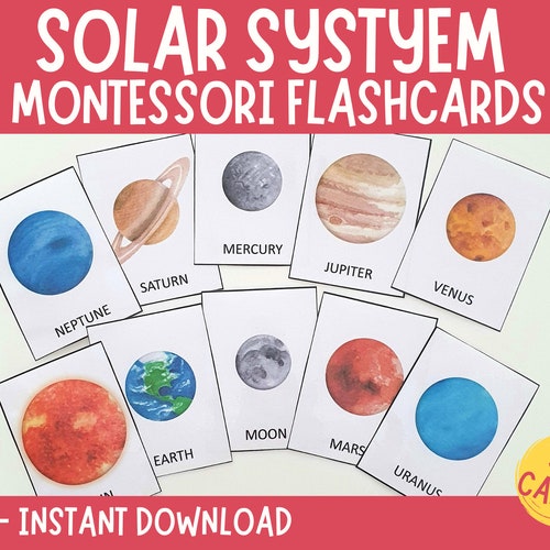 Solar System Montessori Cards Space Flash Cards Three Part | Etsy