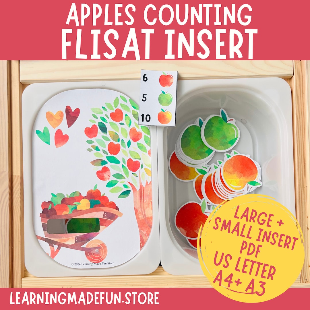 Apples Counting, Printable Flisat Insert, Trofast Insert, Preschool ...