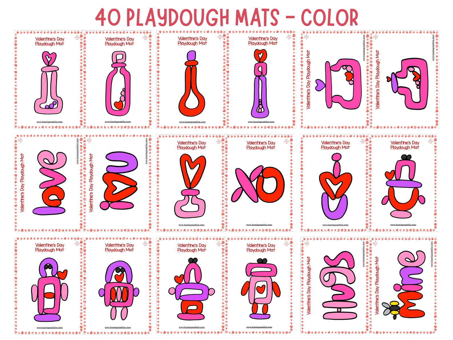 Valentine's Day Play Dough Mats: Fine Motor Skills Activity (PDF) - Etsy