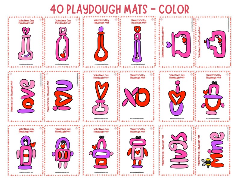 Valentine's Day Play Dough Mats: Fine Motor Skills Activity (PDF) - Etsy
