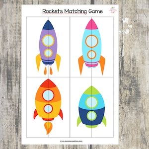 Space Matching Game, Rockets Matching Activity, Solar System Game ...