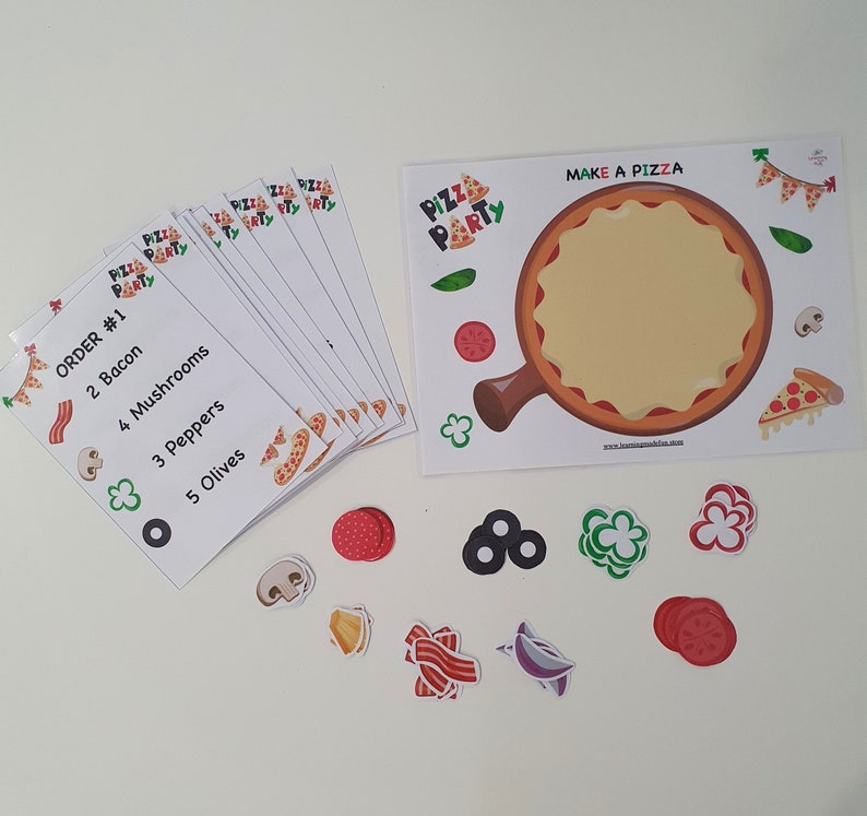 Pizza Counting Preschool Worksheets Printable Pretend | Etsy