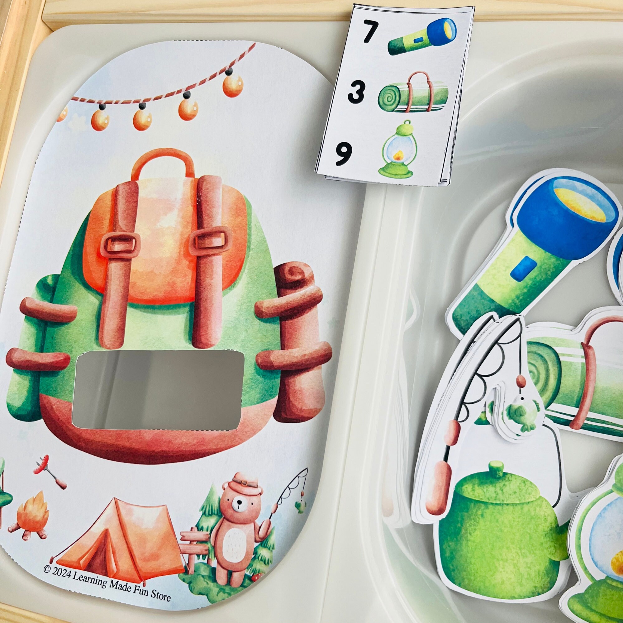 Camping Backpack Counting Flisat Insert, Preschool Pretend Play ...