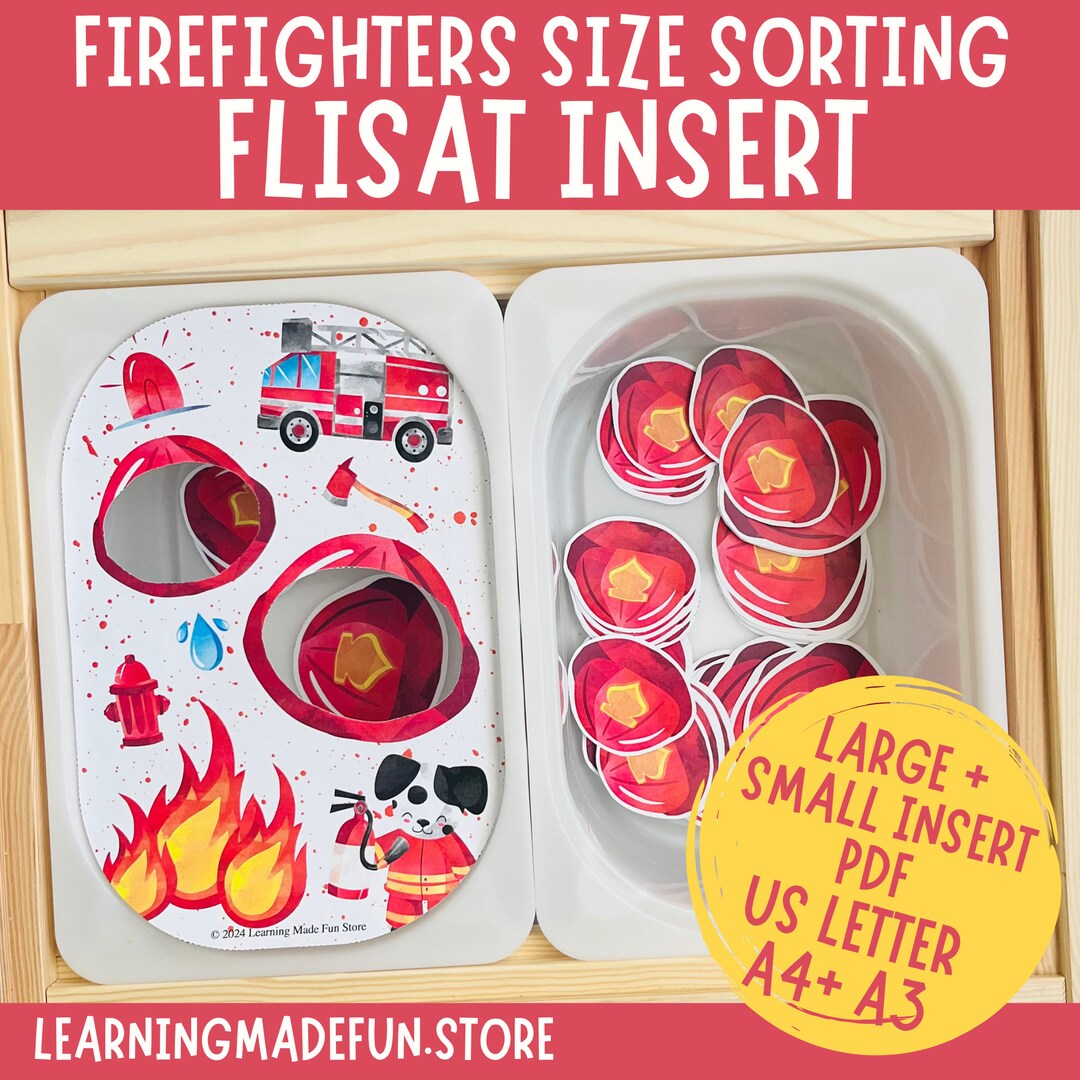 Firefighters Size Sort, Printable Flisat Insert, Trofast Insert ...
