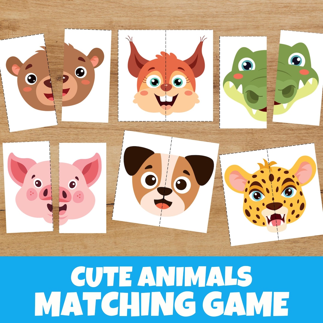 Animals Matching Game: Farm & Safari Activity, Toddler Learning (PDF ...
