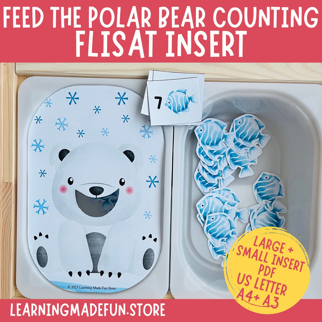 Feed Polar Bear Counting to 20, Printable Flisat Insert, Trofast Insert ...